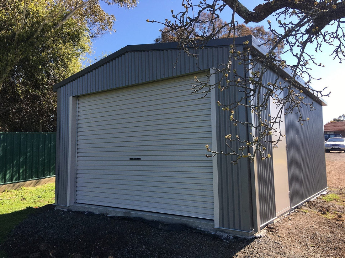 Single Garage Gable Kit- 3m(W) x 7m(L); 1 Roller Door-EB – EzyBlox Sheds and Steel Structures ...